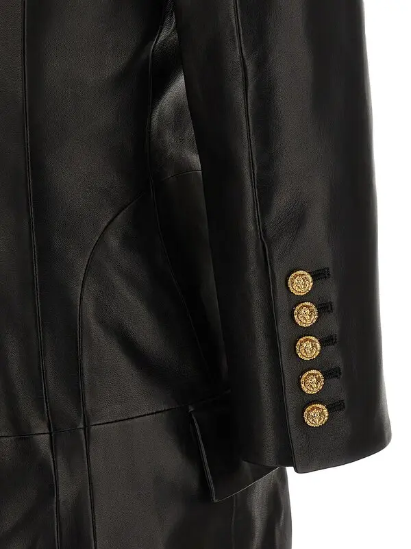 Balmain Lamb Leather Mini Blazer Dress
