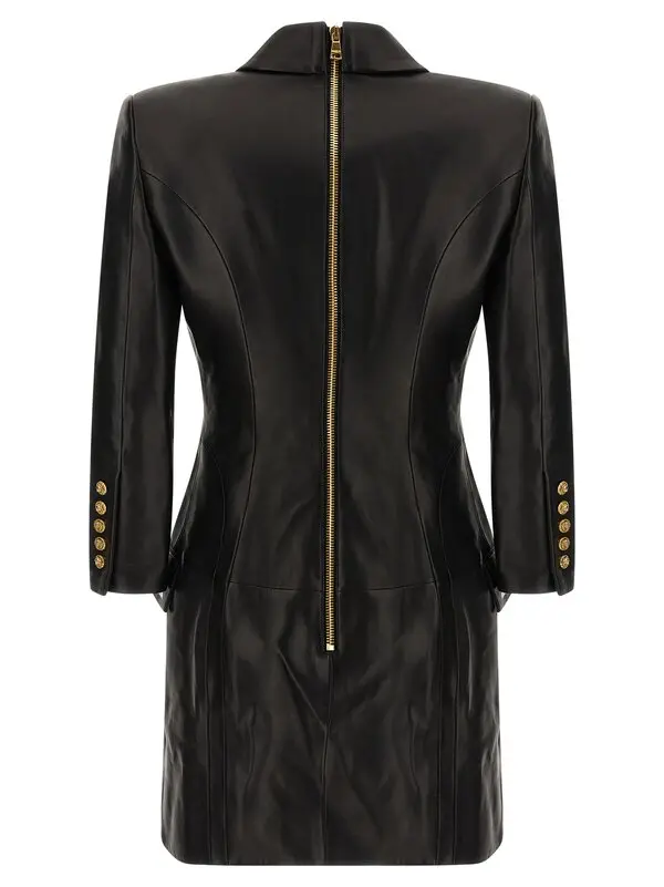 Balmain Lamb Leather Mini Blazer Dress