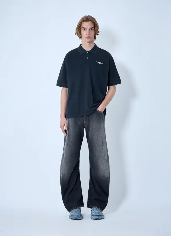 Acne Studios Piqué Polo Shirt - Black