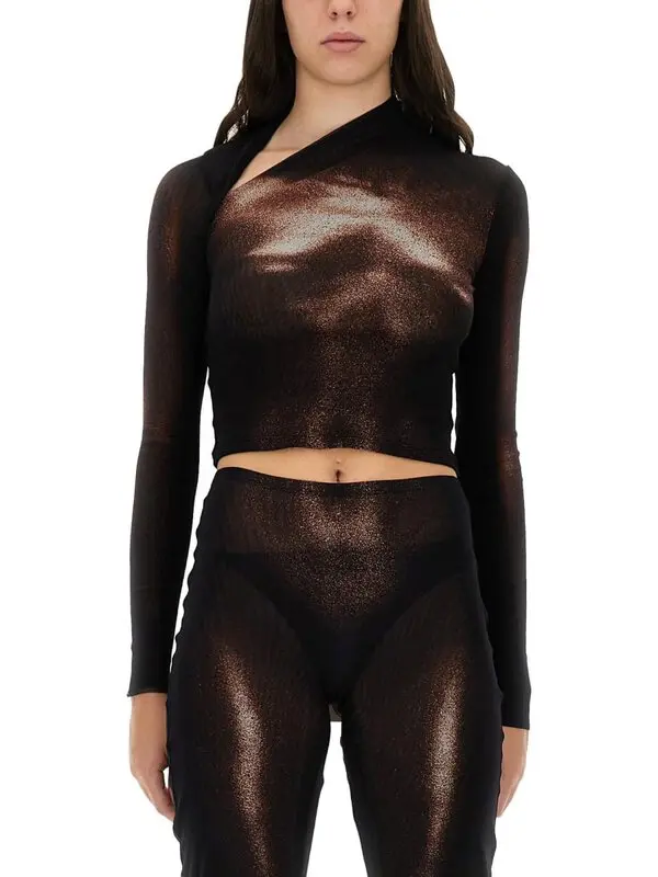JEAN PAUL GAULTIER Body Dust Print Top - Brown