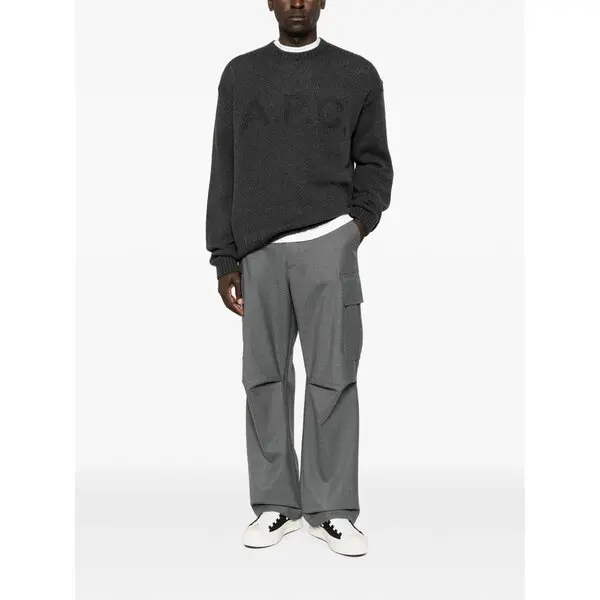 A.p.c. Wool Intarsia-knit Logo Jumper - Gray