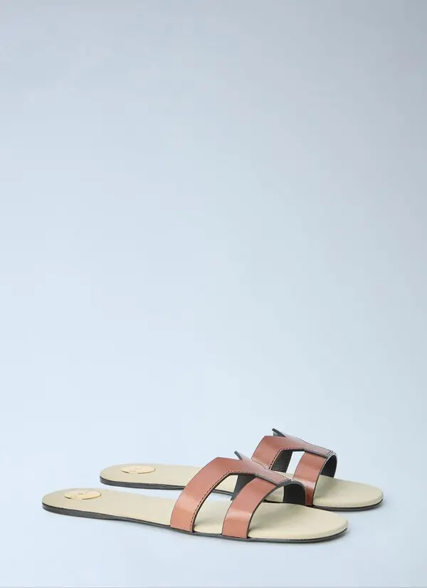Saint Laurent Leather Mabrouka Slides - Brown