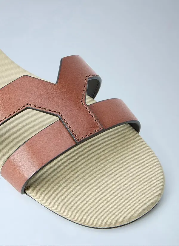 Saint Laurent Leather Mabrouka Slides - Brown