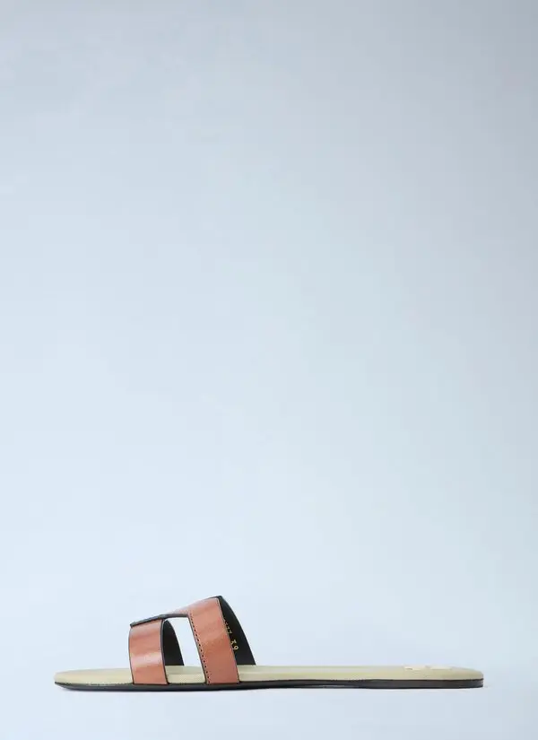 Saint Laurent Leather Mabrouka Slides - Brown