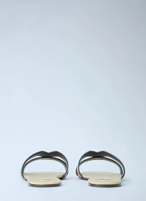Saint Laurent Leather Mabrouka Slides - Brown