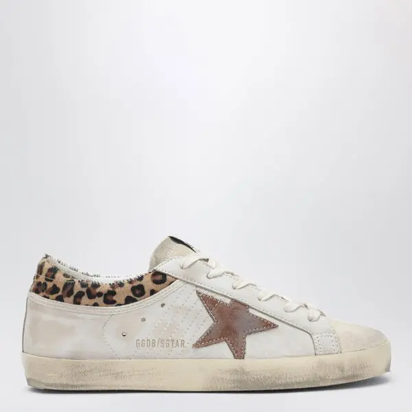 GOLDEN GOOSE White And Beige Super-star Sneakers With Pony Hair Details - Cream