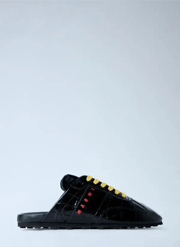 Marni Laced Leather Mules - Black