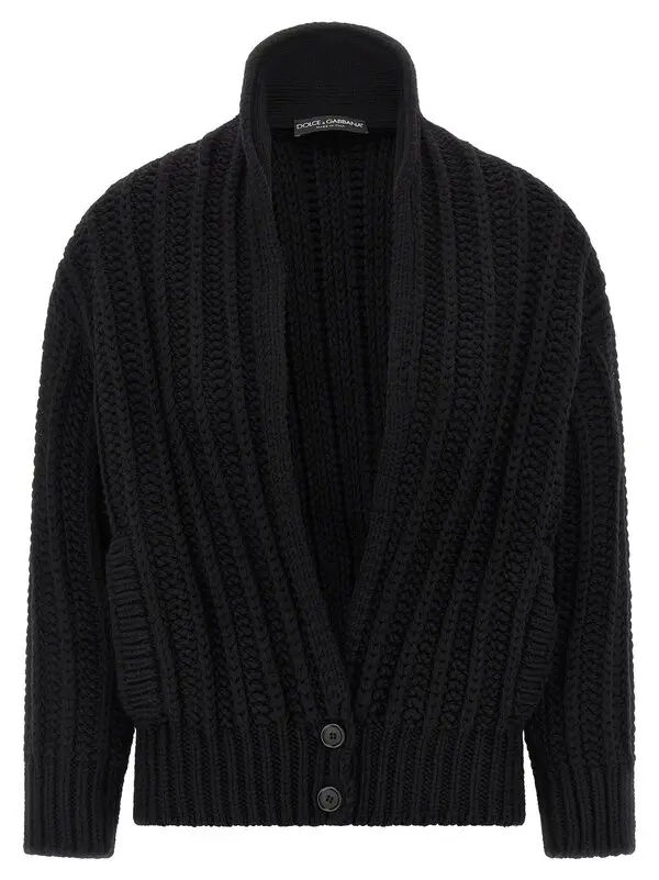 Dolce & Gabbana Coarse Wool Cardigan - Black