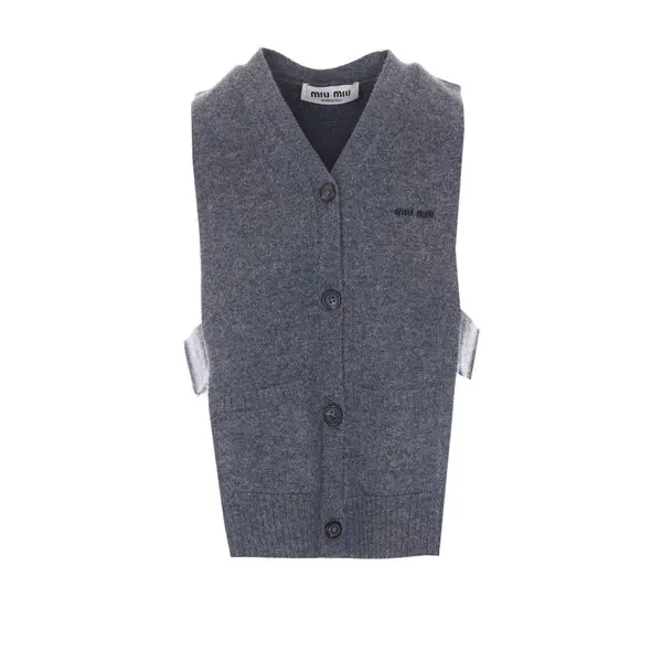 Miu Miu Cashmere Vest Cardigan - Gray