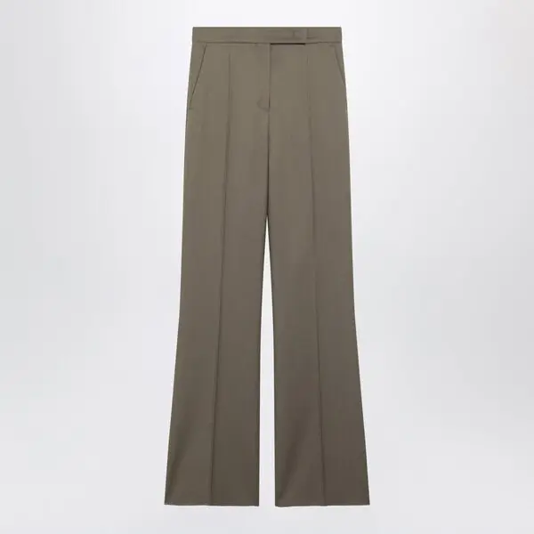 Max Mara Camel Wool Gabardine Trousers - Brown