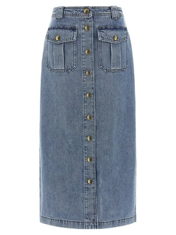 Zimmermann Denim Midi Skirt - Blue
