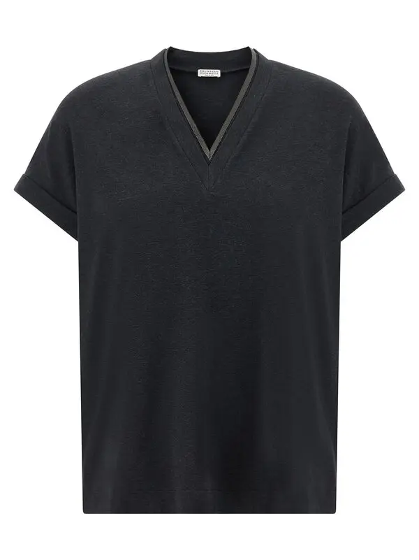 Brunello Cucinelli Shiny Trims' T-shirt - Gray