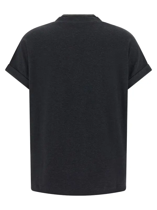 Brunello Cucinelli Shiny Trims' T-shirt - Gray