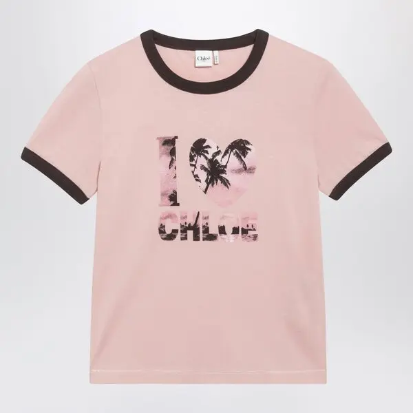 Chloé Cotton T-shirt With Logo Print - Pink