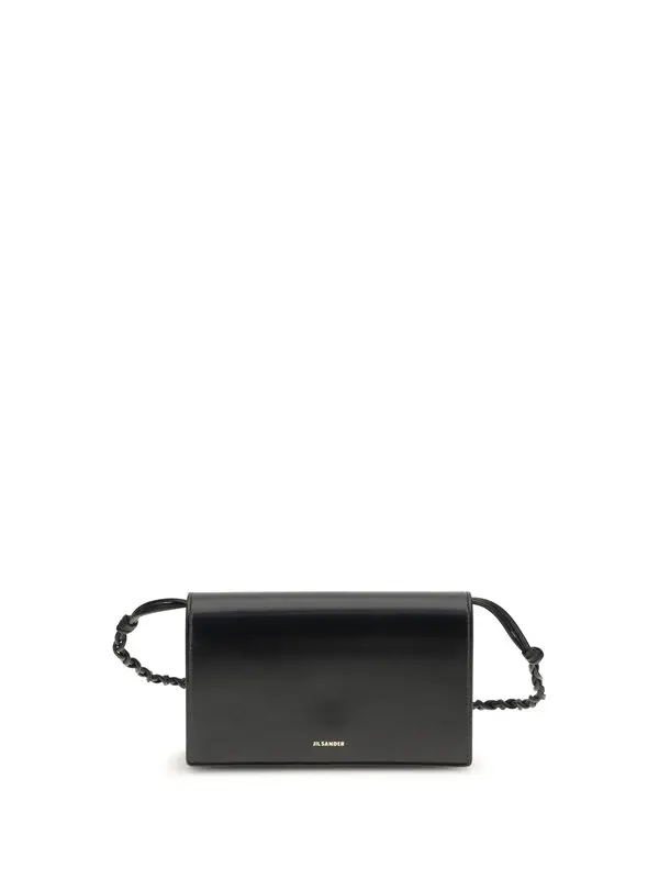 JIL SANDER Tangle Wallet With Shoulder Strap - Black
