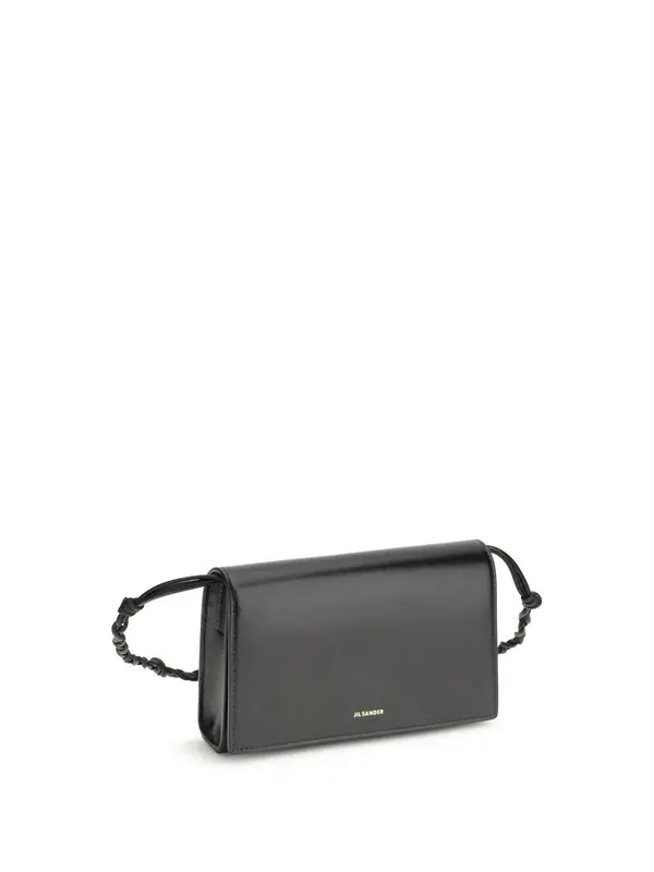 JIL SANDER Tangle Wallet With Shoulder Strap - Black