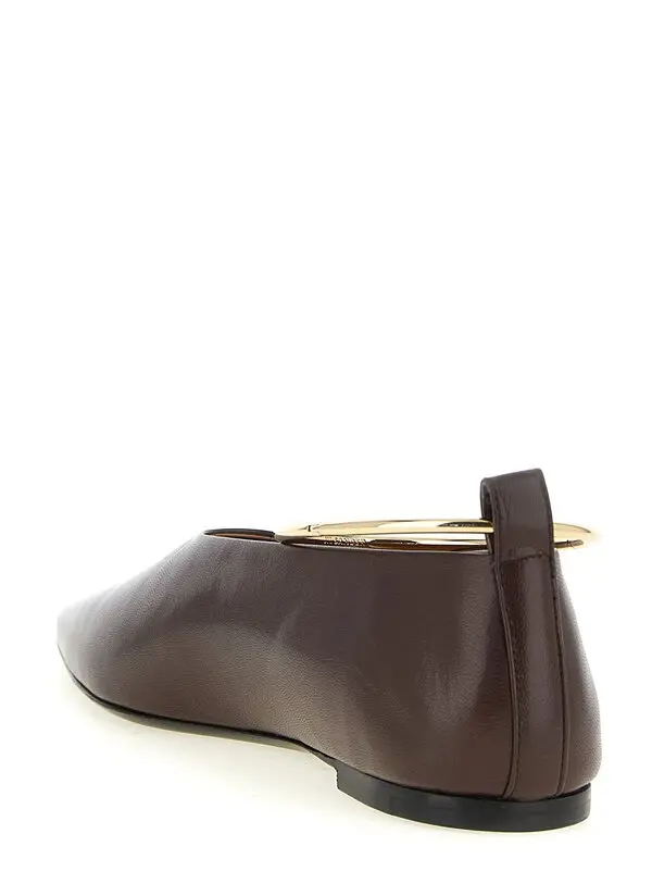 JIL SANDER Ring Leather Ballet Flats - Brown