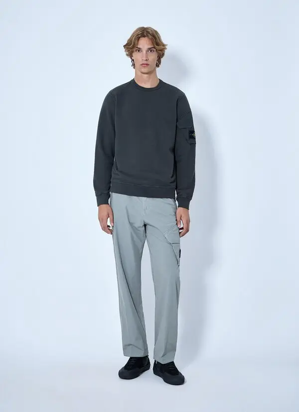 Stone Island Cotton Elasticated Waistband Cargo Trousers - Gray