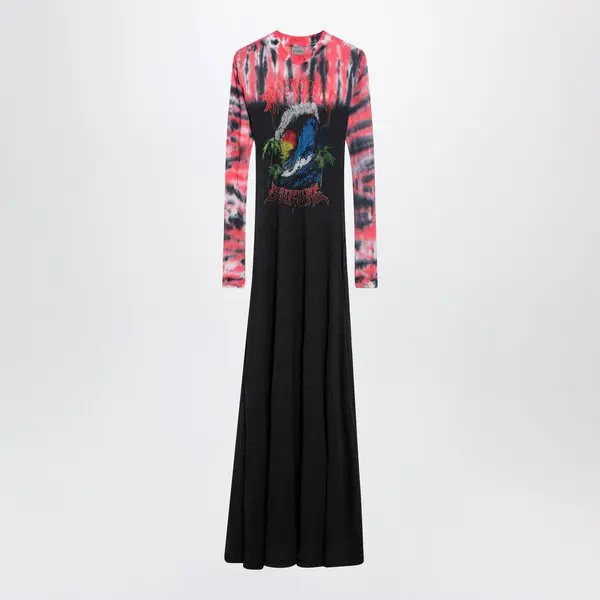 Balenciaga Extreme Tie Dye Dress In Jersey - Black