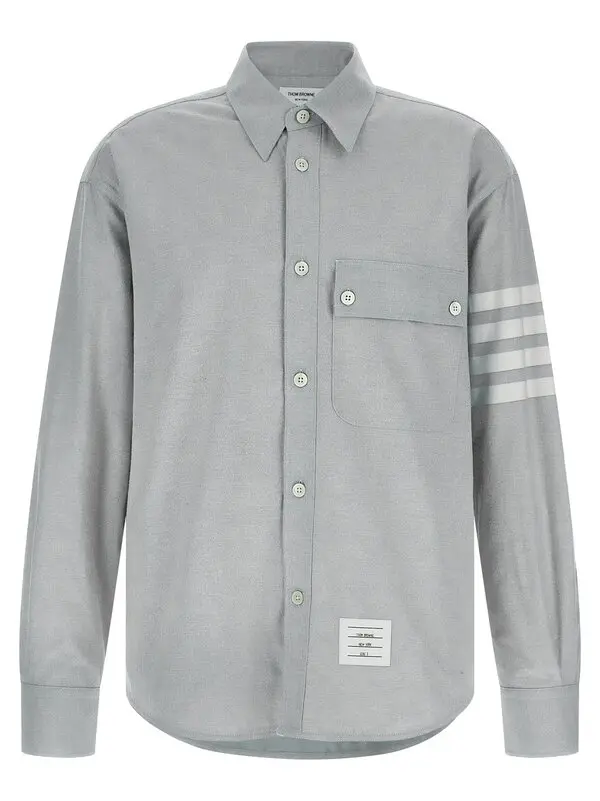 Thom Browne 4bar' Flannel Shirt - Gray