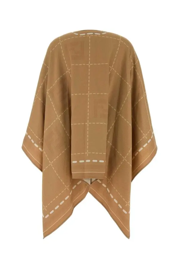 Fendi Embroidered Wool Cape
