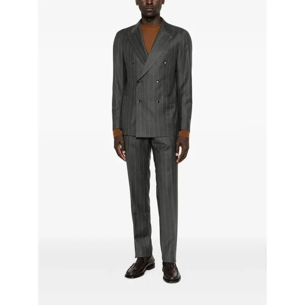 Tagliatore Grey Suits Double Breasted Suits - Gray