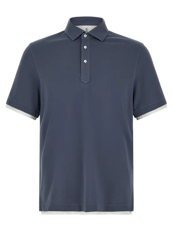 Brunello Cucinelli Double Layer Polo Shirt - Blue