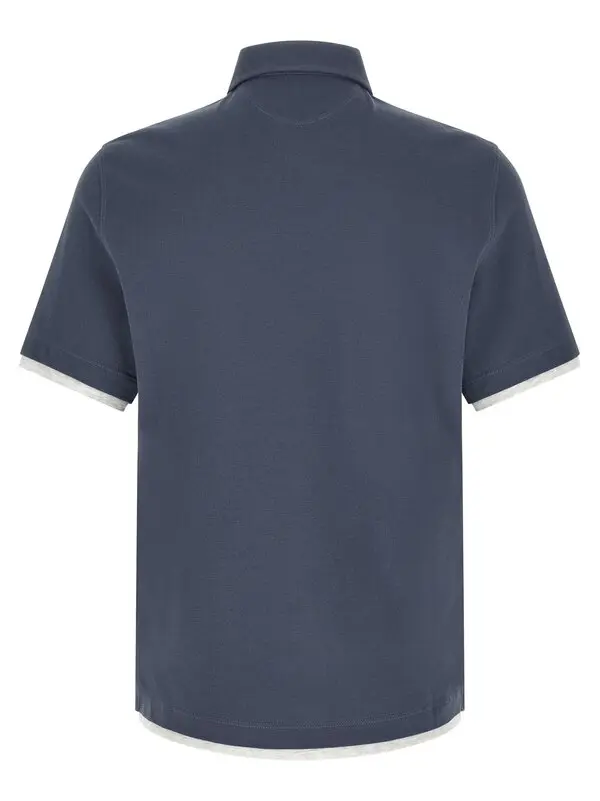 Brunello Cucinelli Double Layer Polo Shirt - Blue