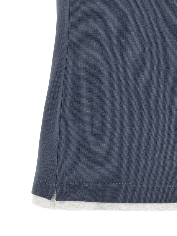 Brunello Cucinelli Double Layer Polo Shirt - Blue