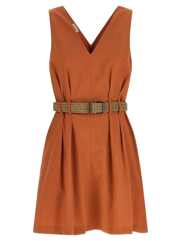 Brunello Cucinelli Texture Twill Dress - Orange