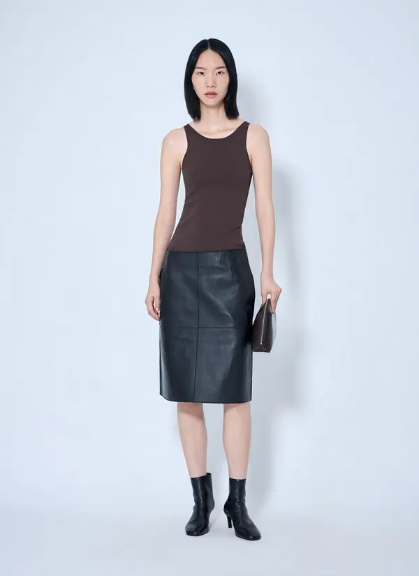 TOTEME Paneled Leather Skirt - Black