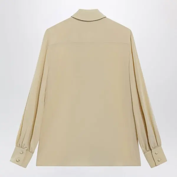 Valentino Garavani Light Beige Silk Bow Shirt - Cream