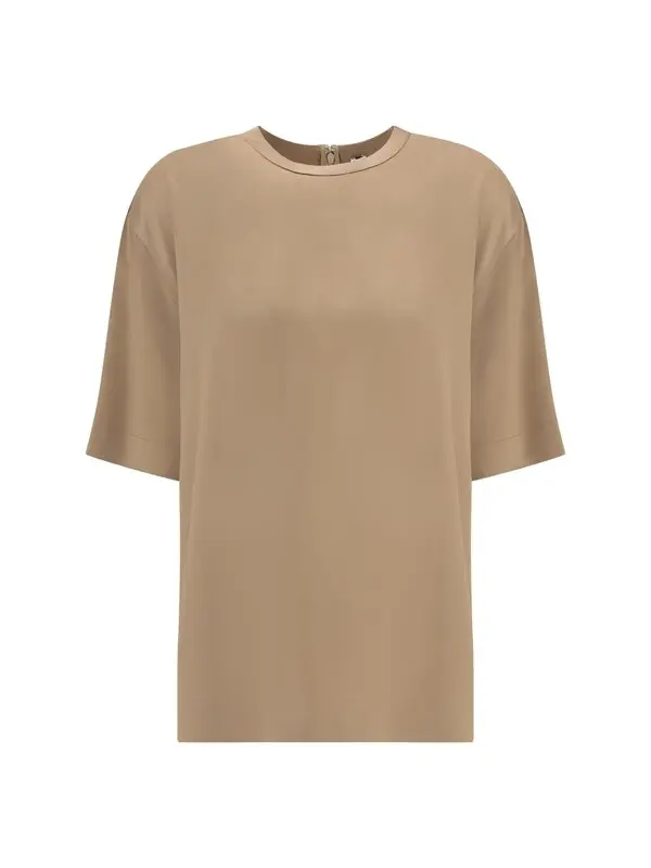 TOTEME Satin T-shirt - Brown