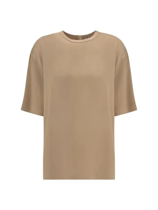 TOTEME Satin T-shirt - Brown