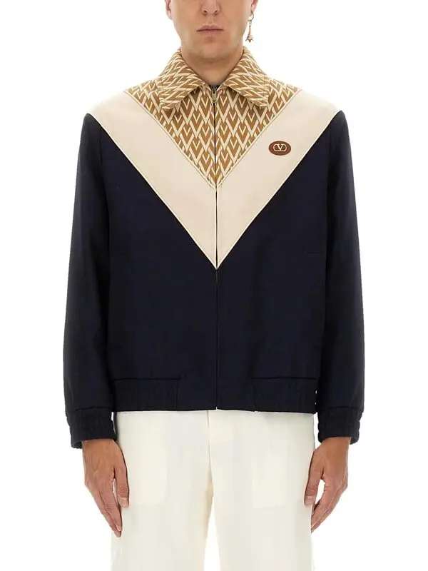 Valentino Garavani Wool Bomber Jacket With Print Toute La V - Multicolor