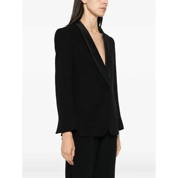 Giorgio Armani Silk Blend Single-breasted Blazer - Black