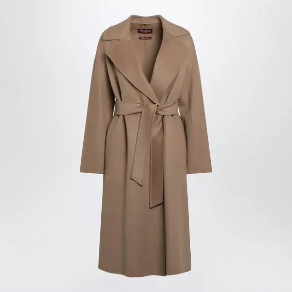 Max Mara Camel Belted Coat In Wool Blend - Brown