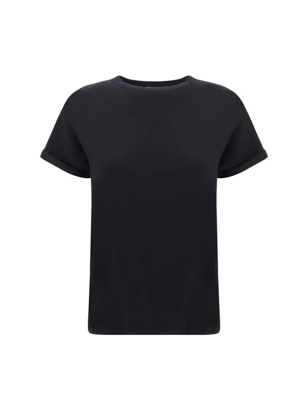Brunello Cucinelli Cashmere Glitter T-shirt - Black