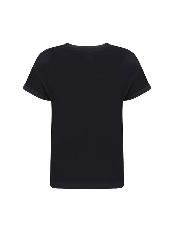 Brunello Cucinelli Cashmere Glitter T-shirt - Black