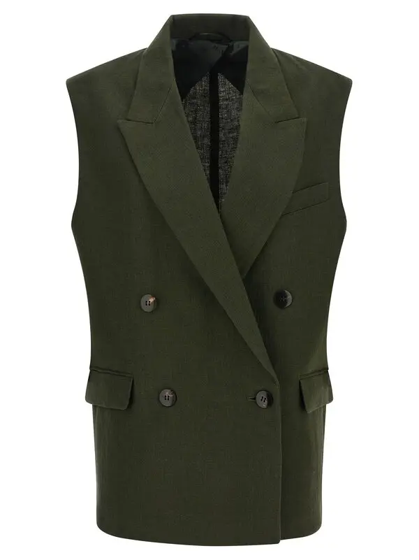 Max Mara Mstaia Linen Waistcoat - Green