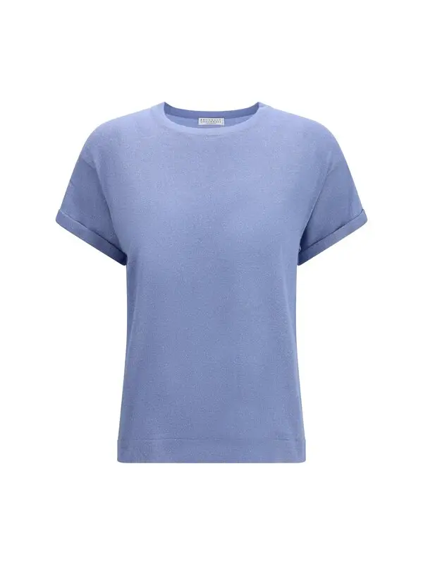 Brunello Cucinelli Cashmere Glitter T-shirt - Blue