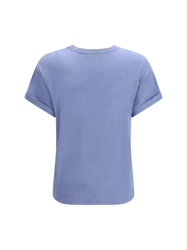Brunello Cucinelli Cashmere Glitter T-shirt - Blue