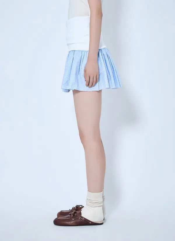 Miu Miu Jersey And Poplin Mini Skirt - Blue