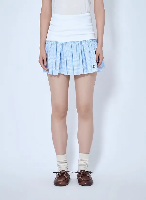 Miu Miu Cotton Jersey And Poplin Mini Skirt - Blue