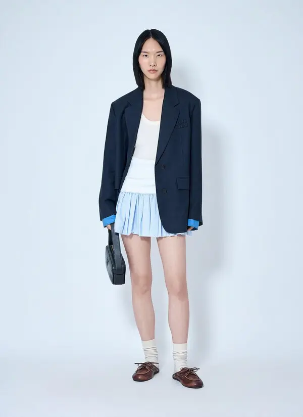 Miu Miu Cotton Jersey And Poplin Mini Skirt - Blue
