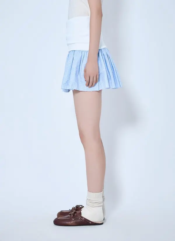 Miu Miu Cotton Jersey And Poplin Mini Skirt - Blue