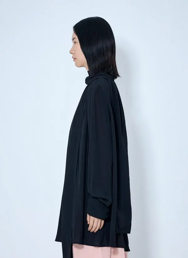 TOTEME Draped Scarf Blouse - Black