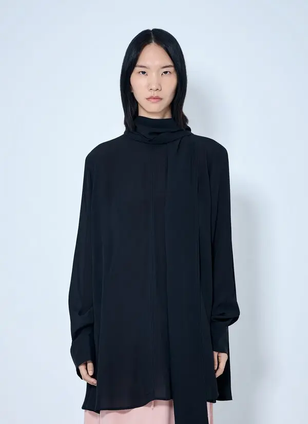 TOTEME Draped Scarf Blouse - Black