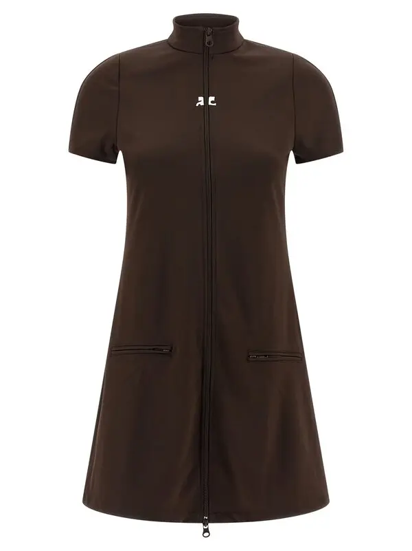 COURREGES Interlock Tracksuit Mini Dress - Brown