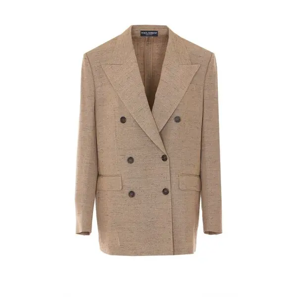 Dolce & Gabbana Sicily Double-breasted Blazer Tweed Effect - Cream